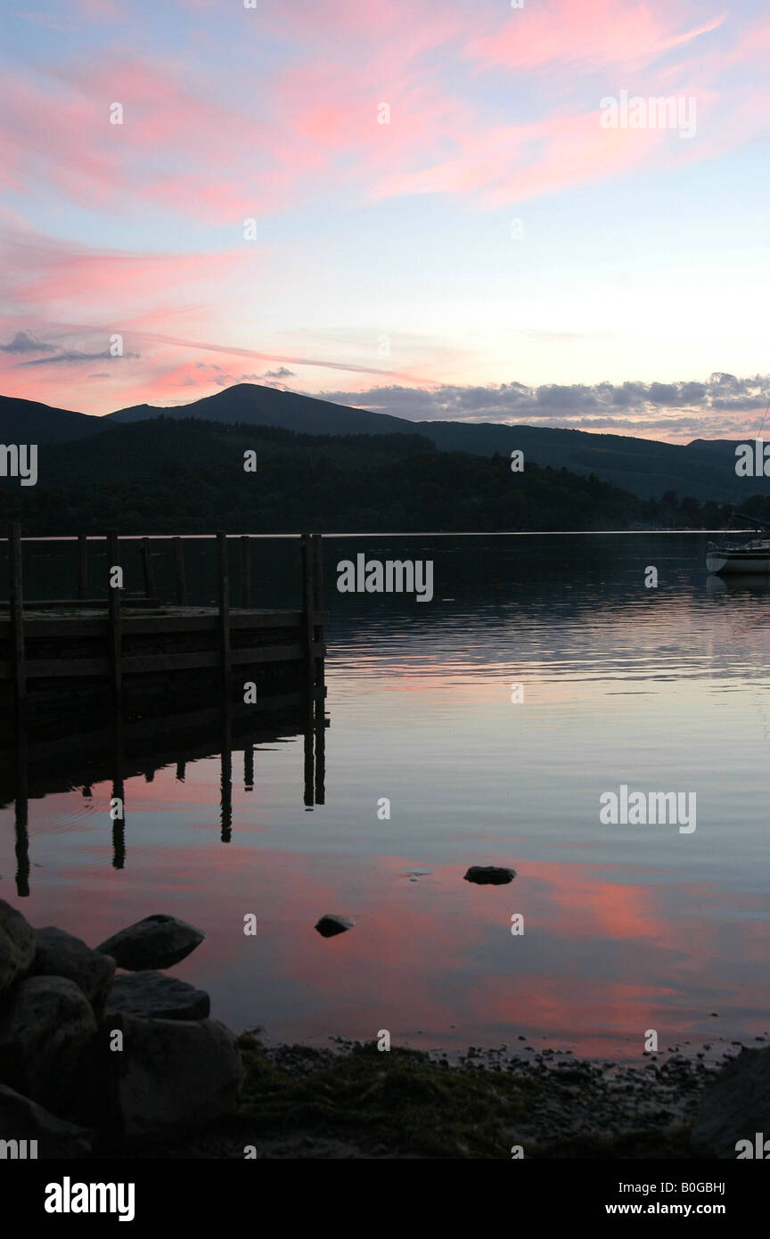 Sunset over Derwent water Stock Photo - Alamy