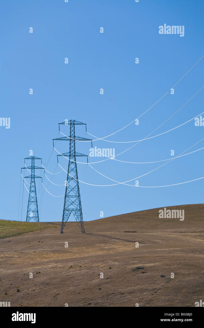 Power pylons carrying electricity throughout the country Stock Photo ...