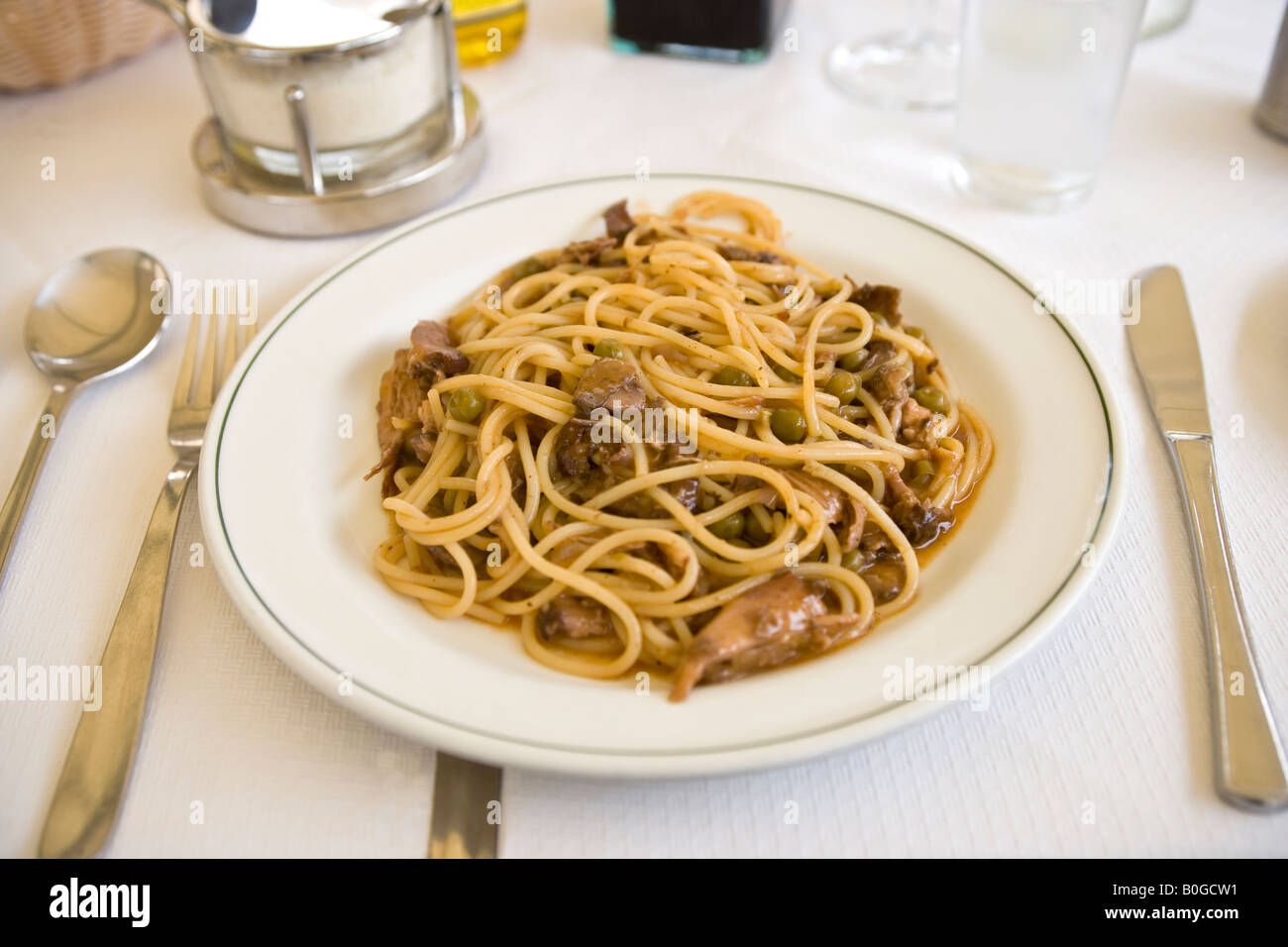 Spaghetti with Rabbit Oleander Restaurant Xaghra Stock Photo - Alamy