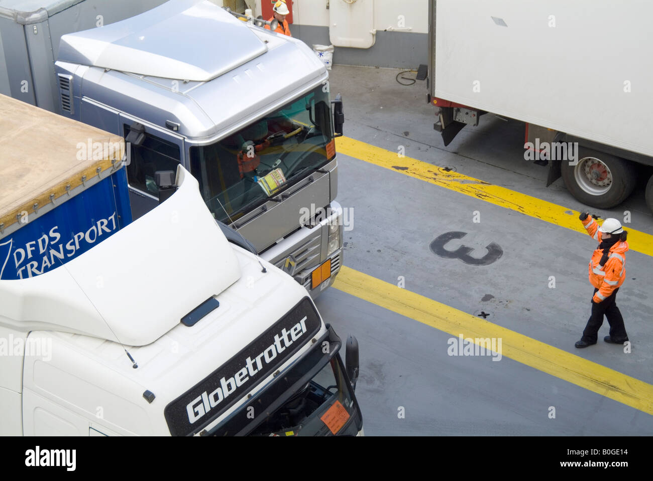 logistics trucks lorry lorries being loaded onto cross channel car ...