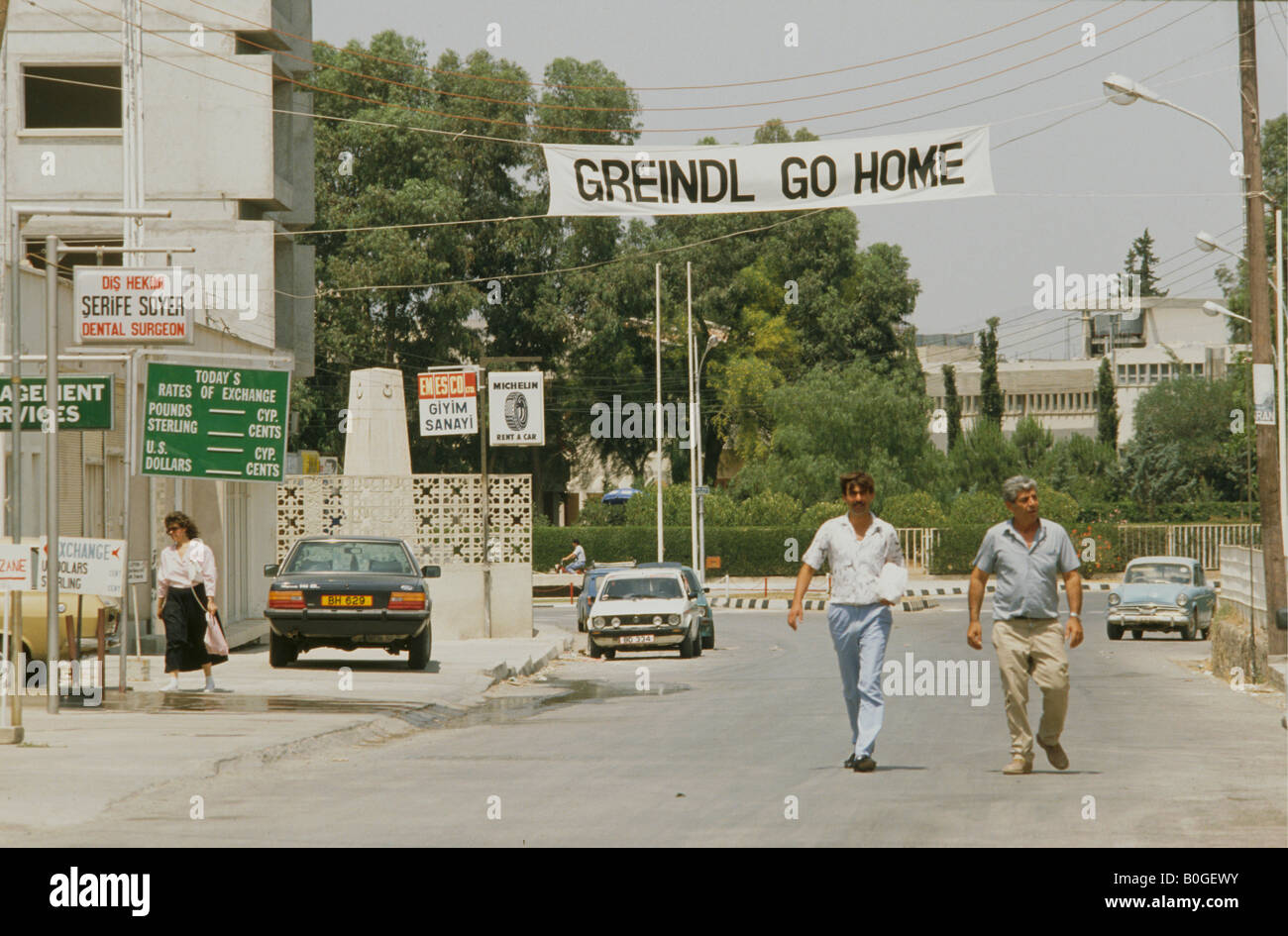 Anti-United Nations banners hanging over the street in the Turkish ...