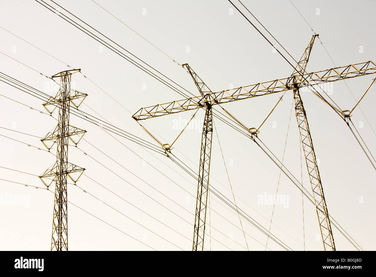 High voltage electricity pylon structures Stock Photo - Alamy