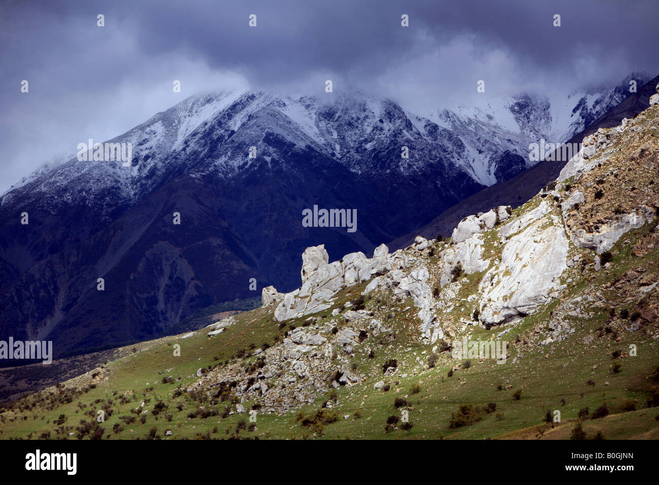 Torlesse range mountains on Arthur's pass road South Island New Zealand ...