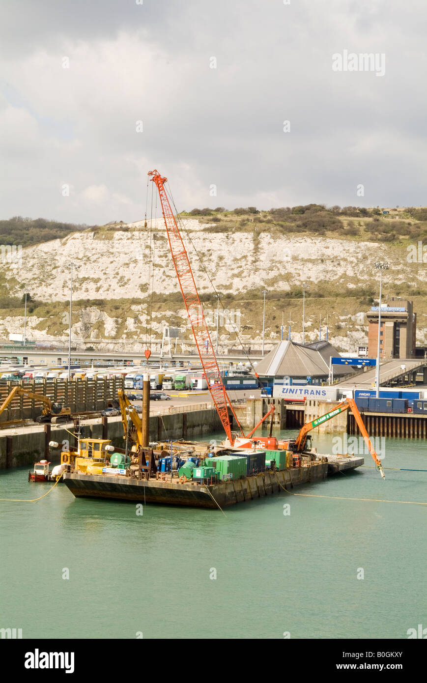 float barge in dover docks building construction under water floating ...
