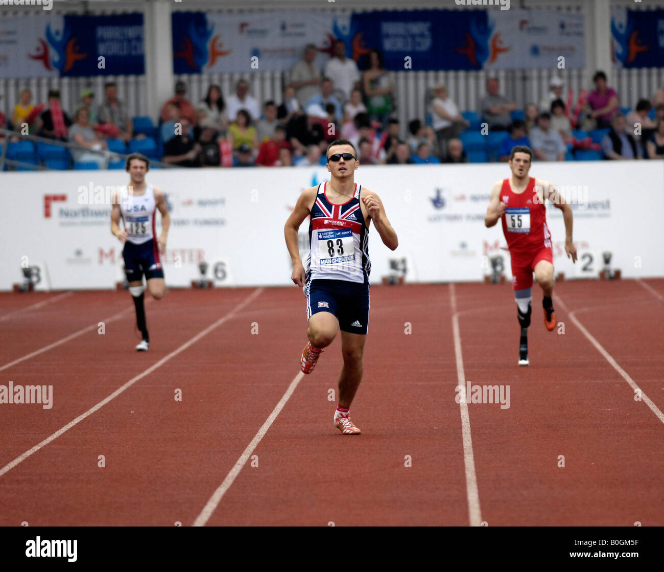 sprinter winning race at paralympic world cup manchester 2008 Stock ...