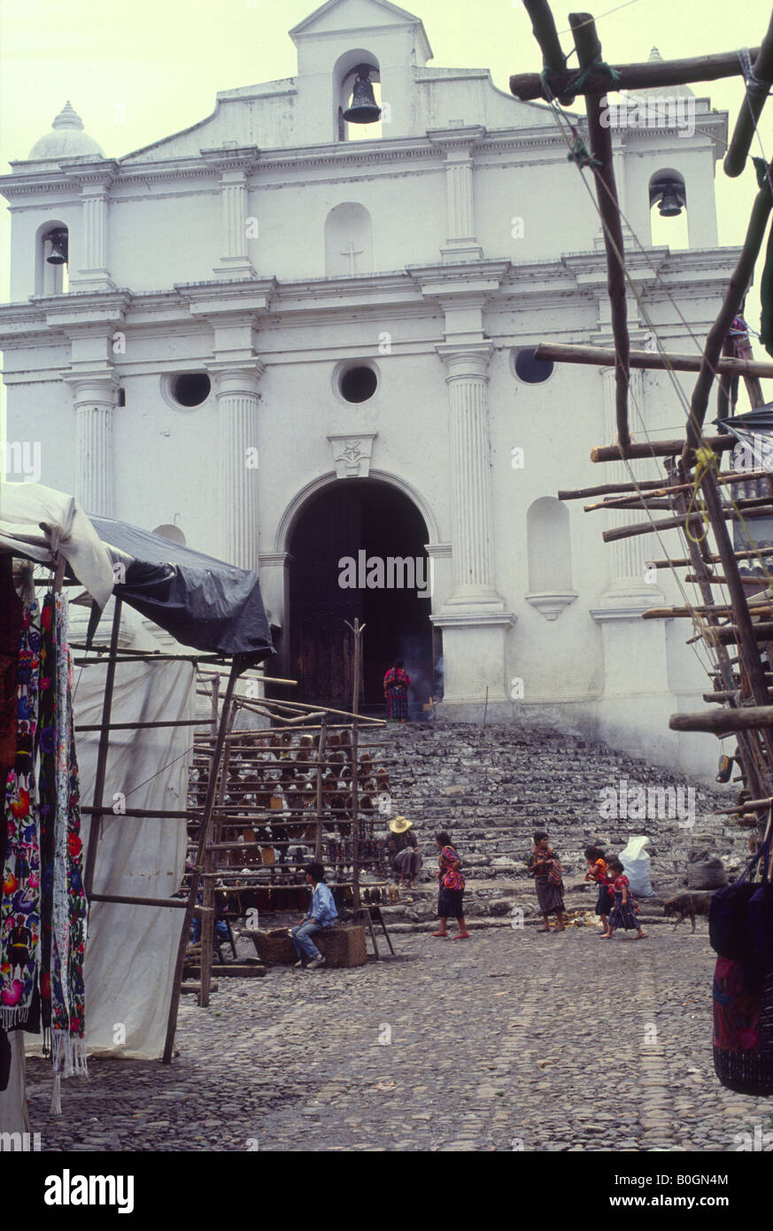Guatemala in early morning market colonial church cathedral ...