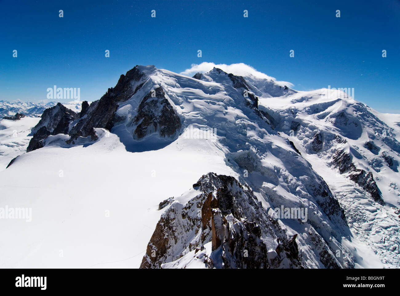 Cosmiques arete, Mont Blanc du Tacul, Mont Maudit, Mont Blanc and Dome ...
