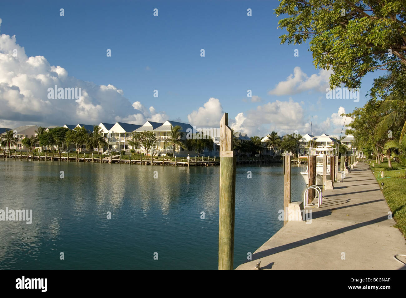 Dock in the Florida Keys with Villas in background Stock Photo - Alamy