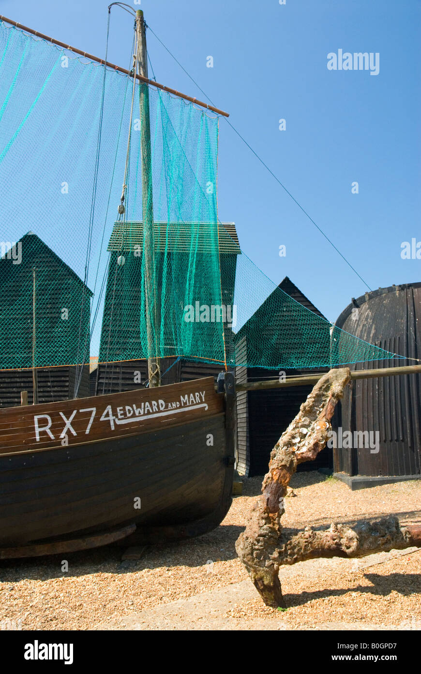 Old fishing boats and net huts "net shops" on the Stade maritime ...