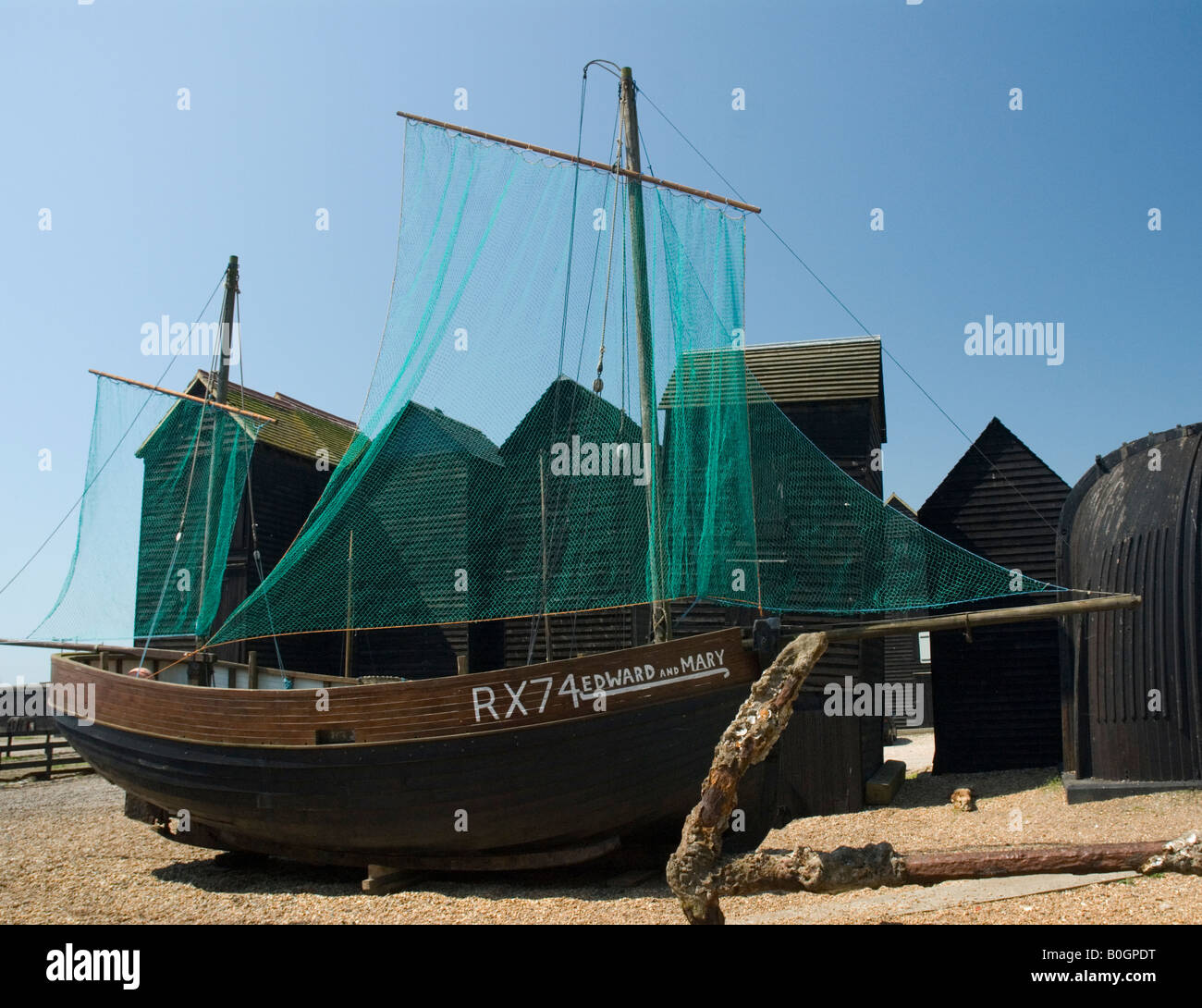 Old fishing boats and net huts "net shops" on the Stade maritime ...