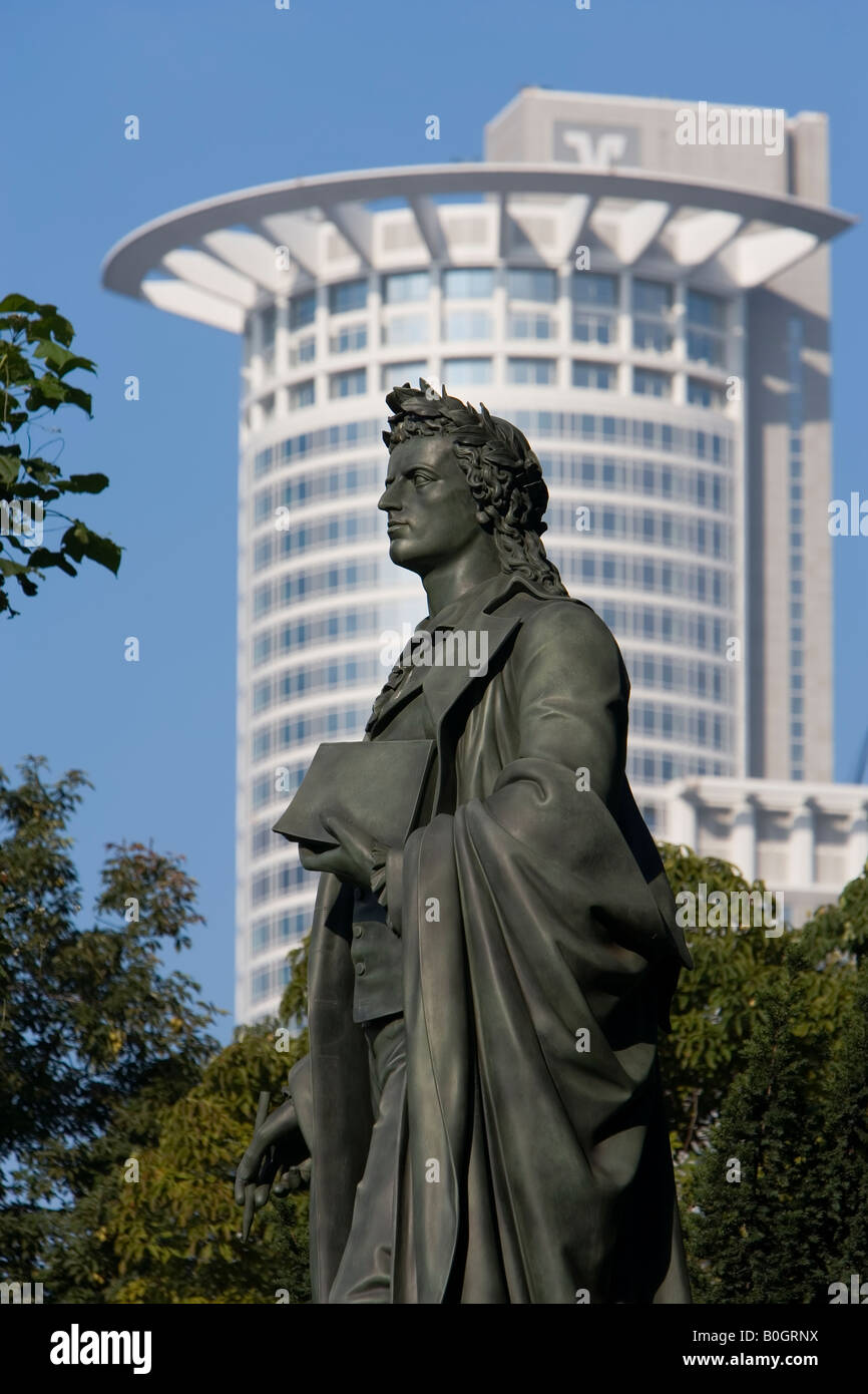 Statue of Schiller with Westend Strasse 1 in the background Stock Photo ...