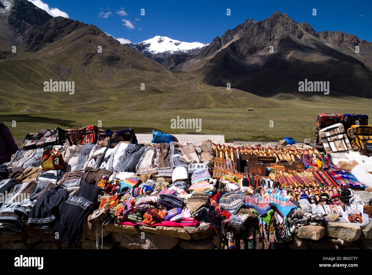 Peruvian handicrafts at Andean mountain stall Stock Photo - Alamy
