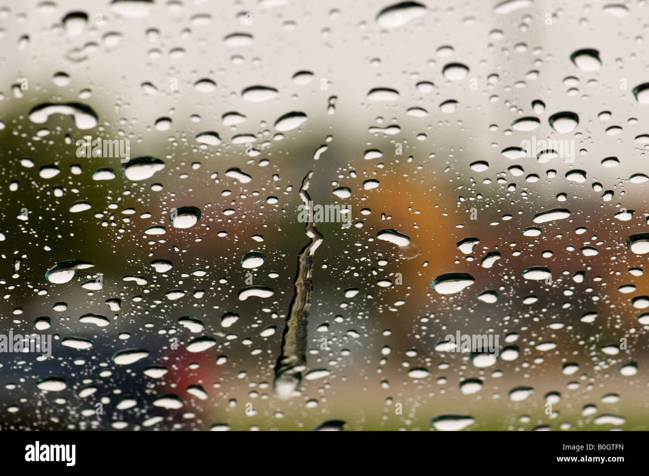 A view from inside of an automobile looking out through the windshield ...
