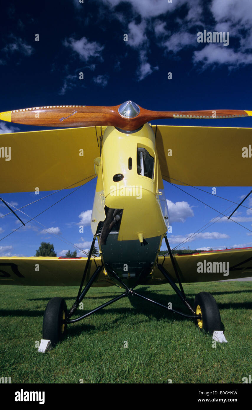 Old British trainer biplane De Havilland DH-82c Tiger Moth Stock Photo ...