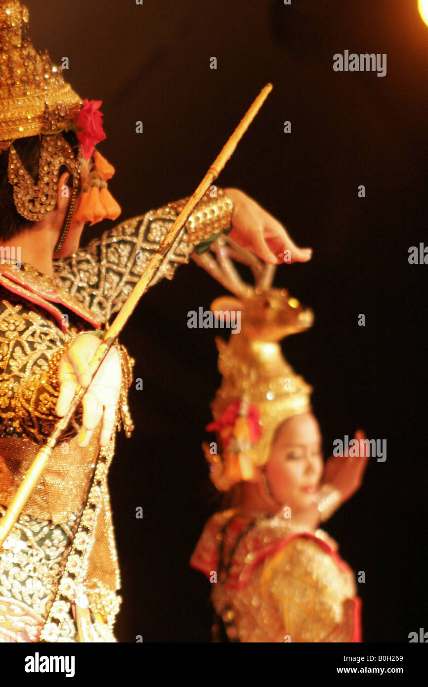 Thai dancing with buck Stock Photo - Alamy