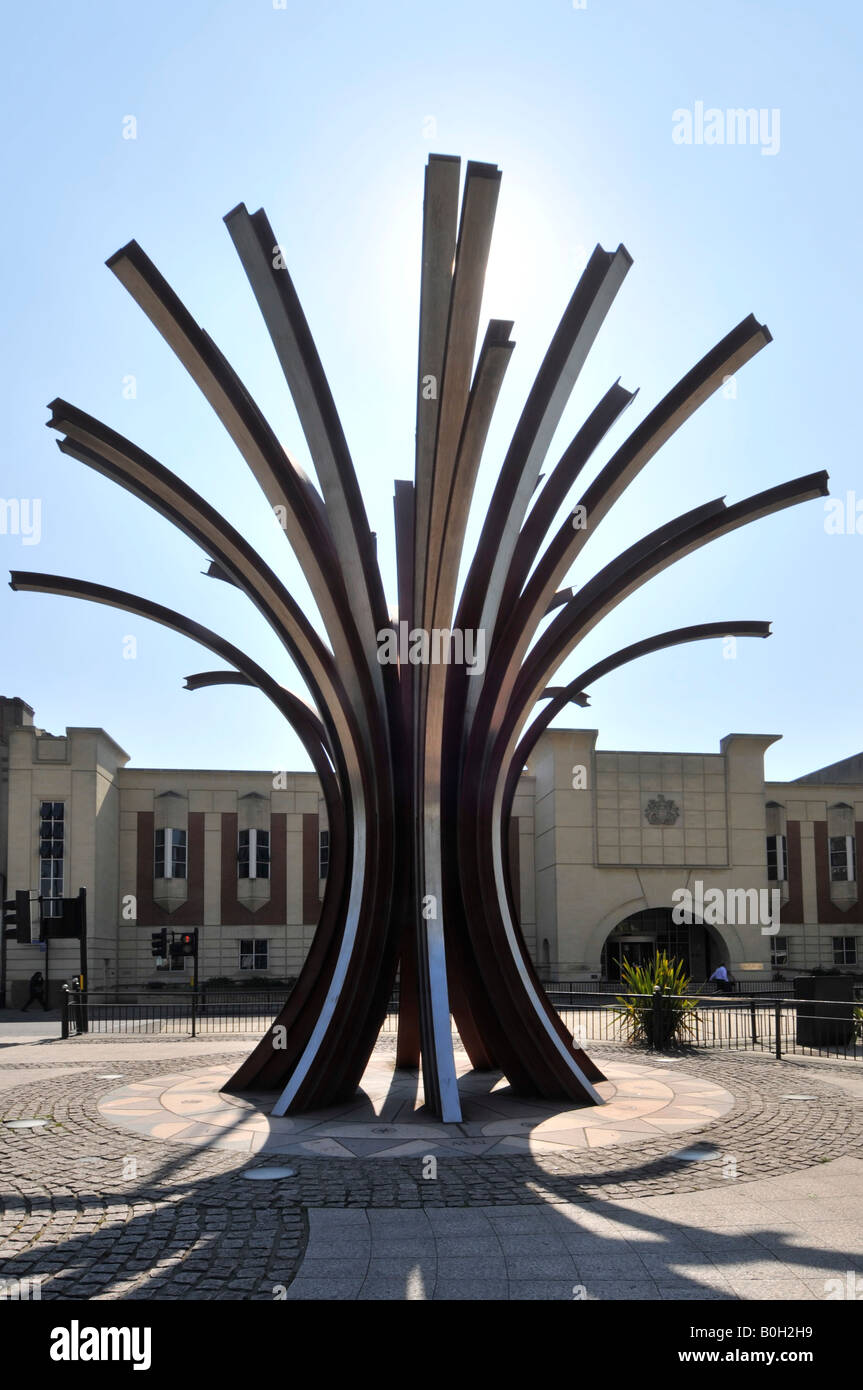 Stratford East London sculpture in town center road junction Stock ...