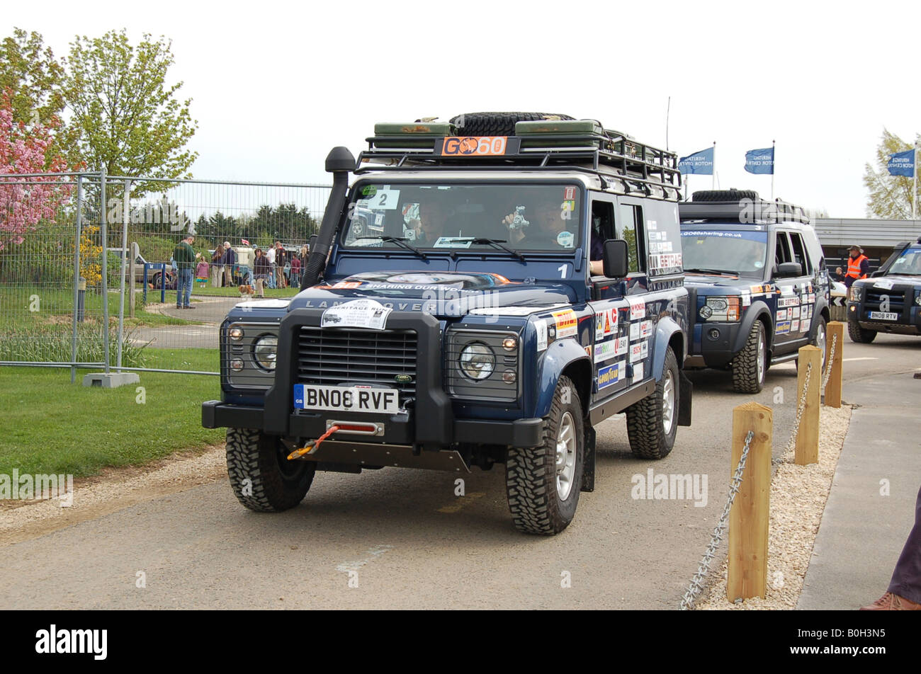Land Rover Defender in 60th Anniversary procession at Gaydon ...