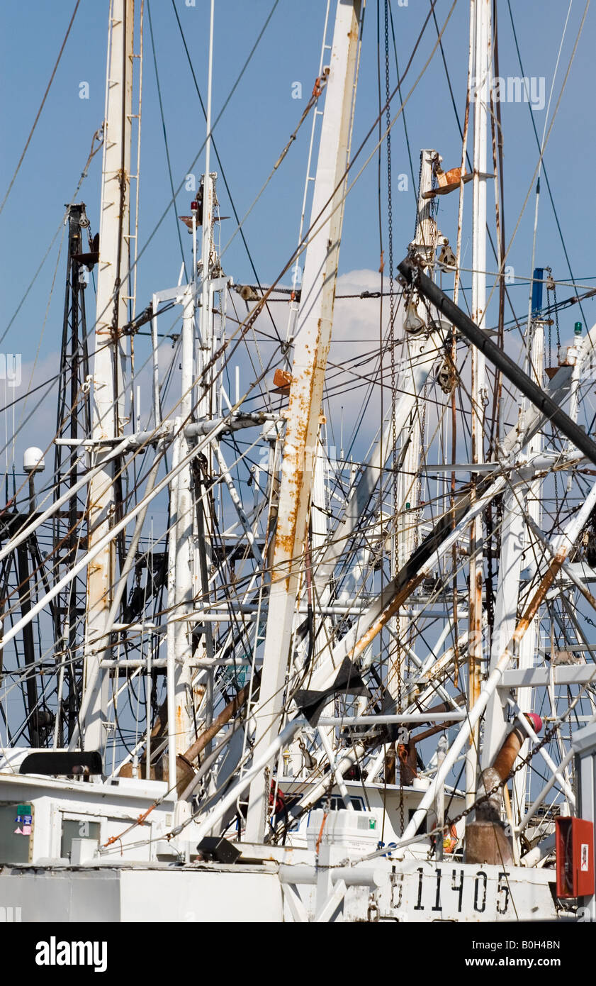 Fishing boat masts and rigging in Cape May Harbor Stock Photo - Alamy