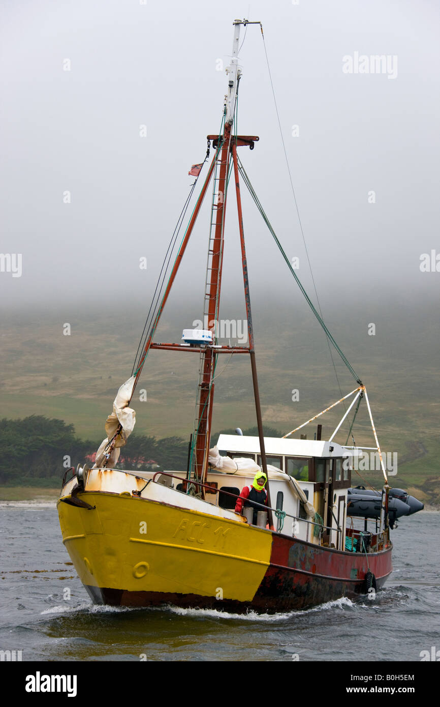 Fishing boat Condor near West Point Island in the Falkland Islands ...