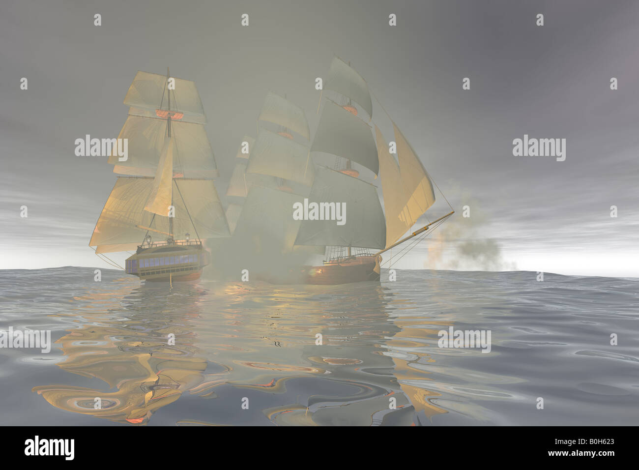 Pirate ship attacking merchant vessel hi-res stock photography and ...