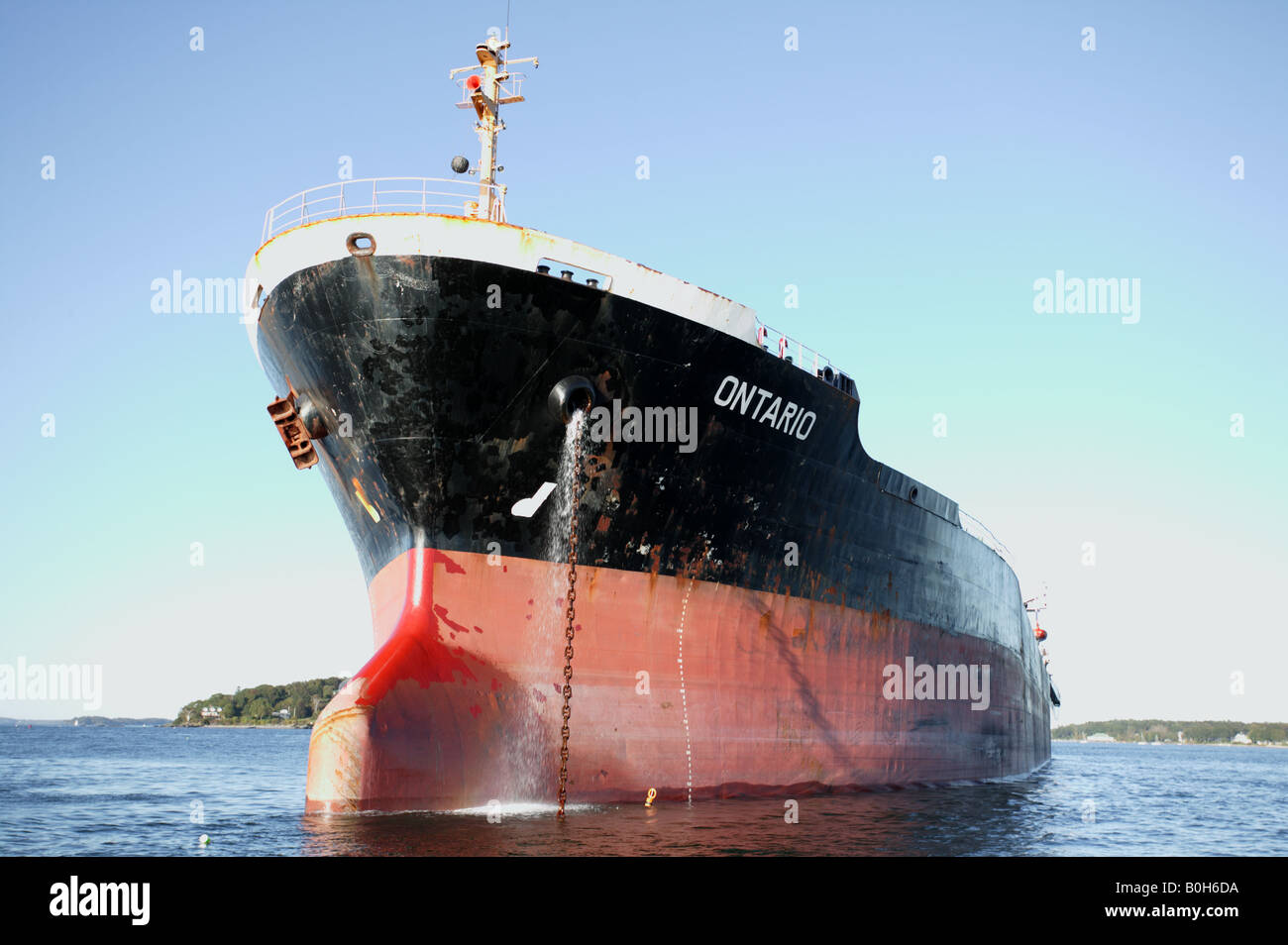 oil product tanker waiting at anchor Stock Photo - Alamy