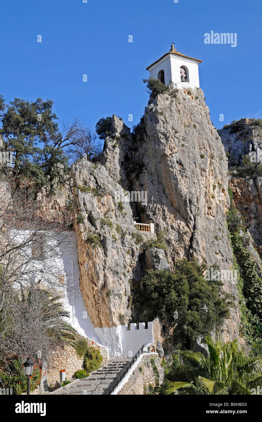 Bell tower, castle, Guadalest, Alicante, Costa Blanca, Spain Stock ...