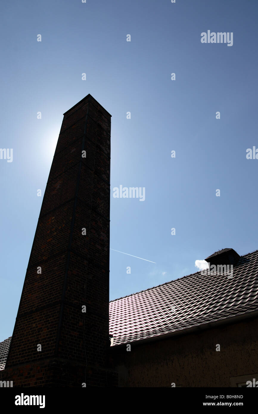 The crematorium chimney at the Nazi concentration camp of Buchenwald ...
