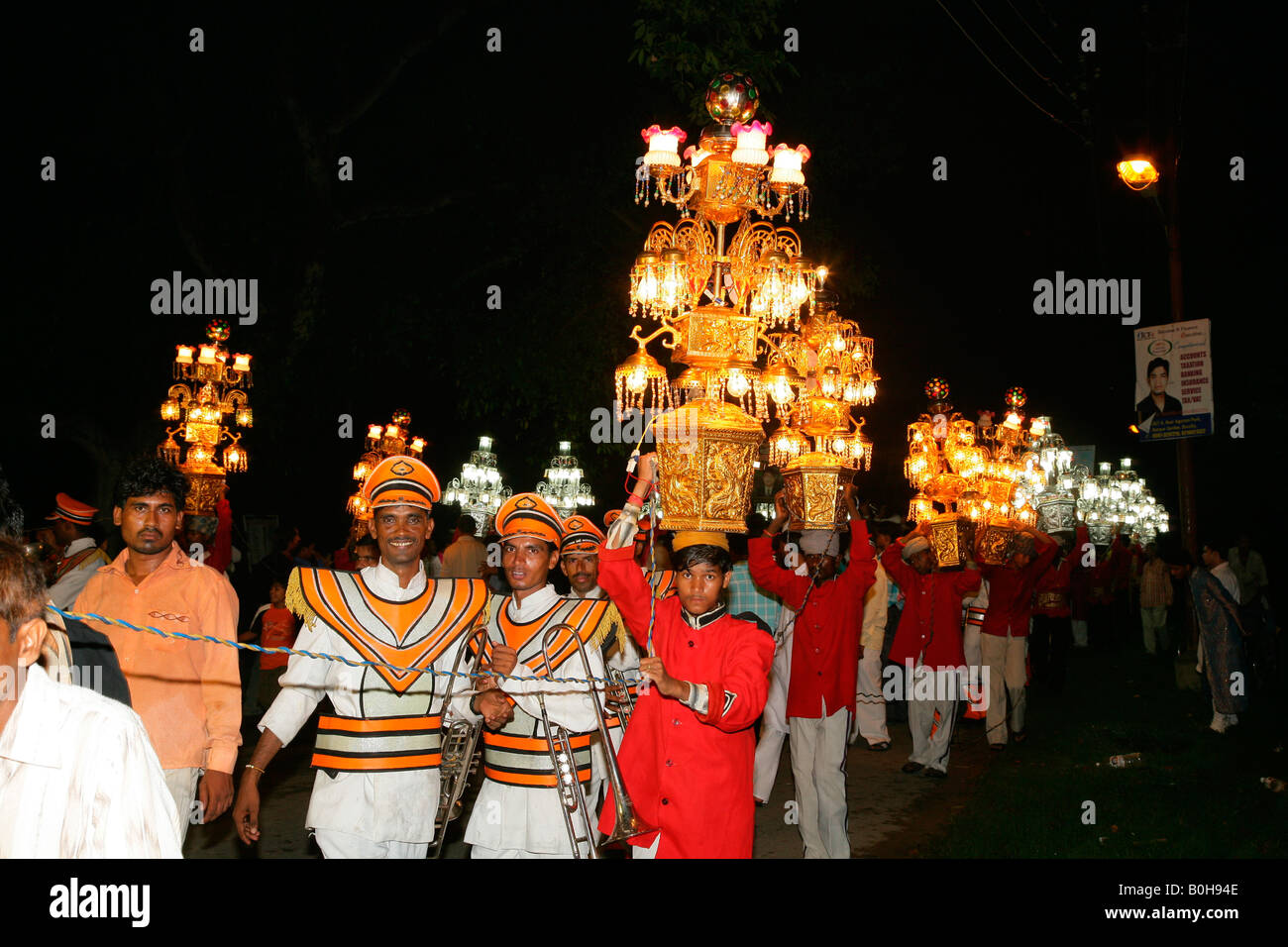 Light crowns during a wedding, Sufi shrine, Bareilly, Uttar Pradesh ...