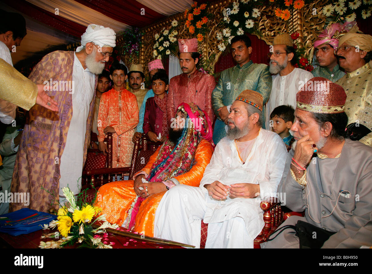 Muslim dignitaries, guests at a Sufi wedding held at a Sufi shrine in Bareilly, Uttar Pradesh ...