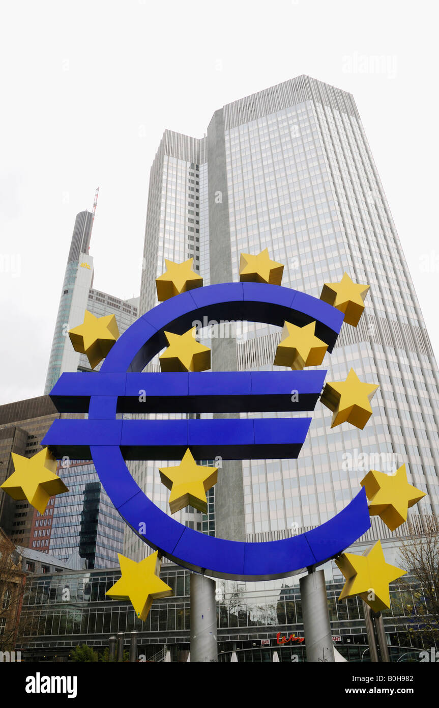 Euro symbol with stars in front of the European Central Bank (ECB ...