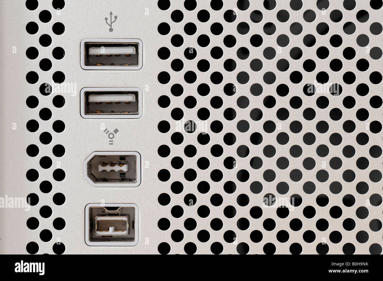 Apple Mac Pro, front view, connectivity panel top to bottom: two USB ...