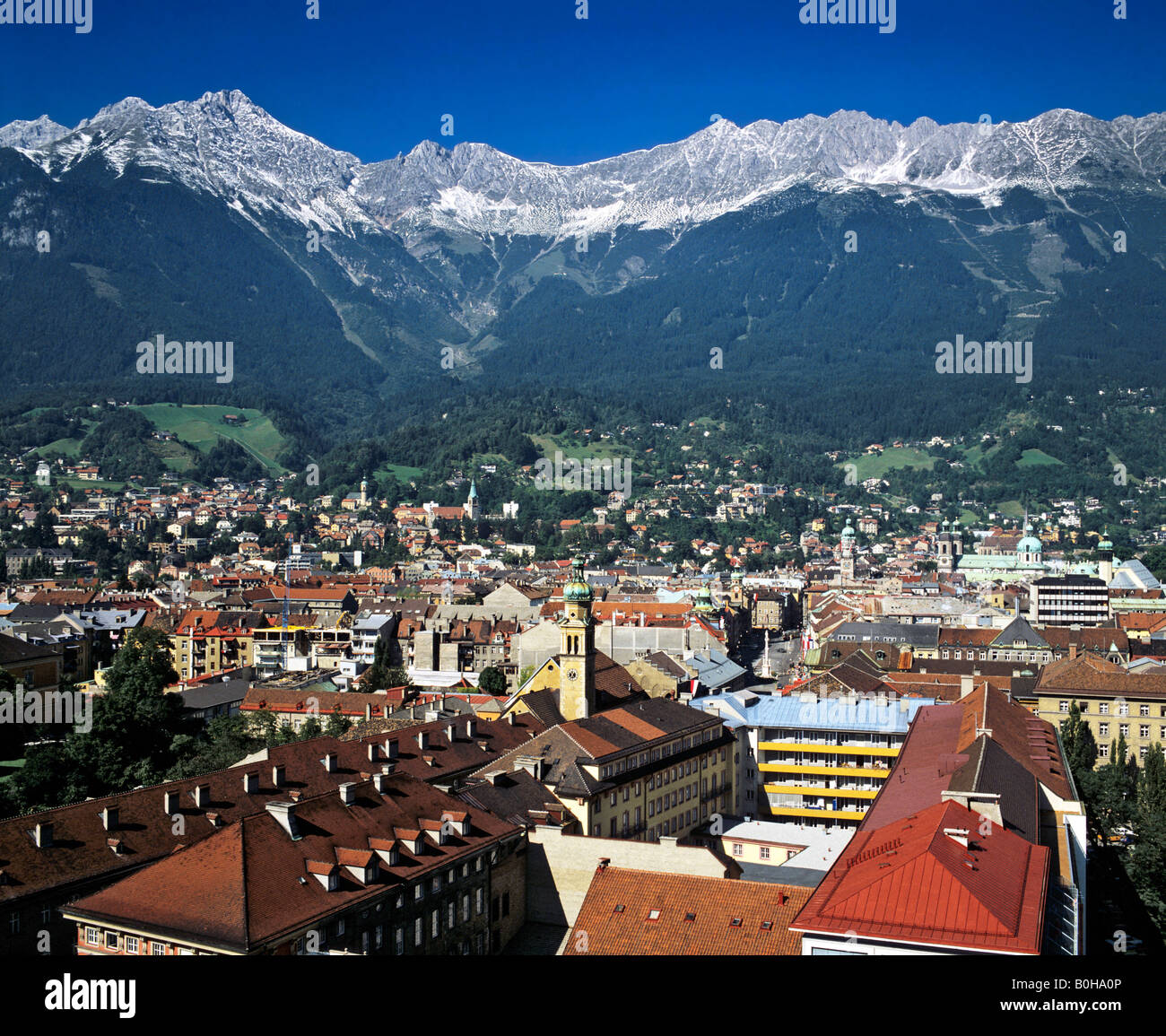Panoramic view over Innsbruck, Karwendel Range, Inn Valley, Tyrol ...