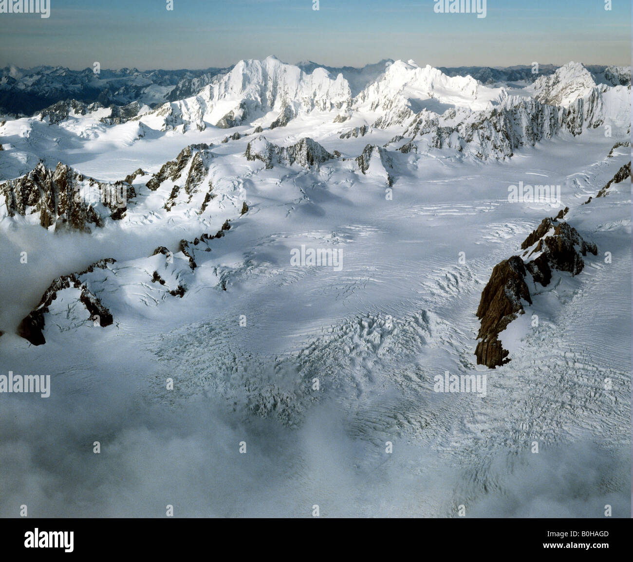 Aerial shot, Mt.Aoraki, Mount Cook and Mount Tasman, view from the ...