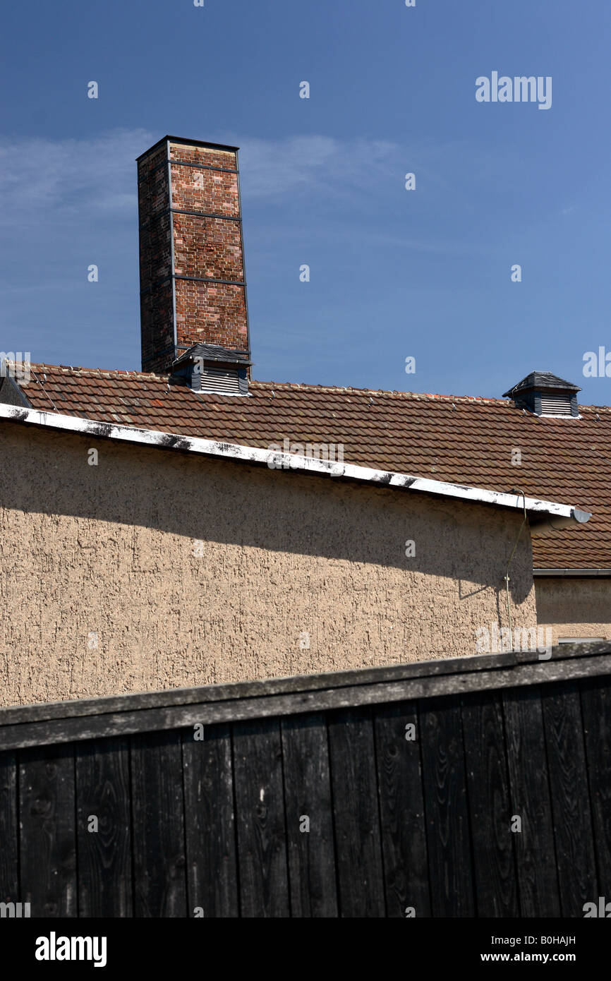 The crematorium chimney at the Nazi concentration camp of Buchenwald ...
