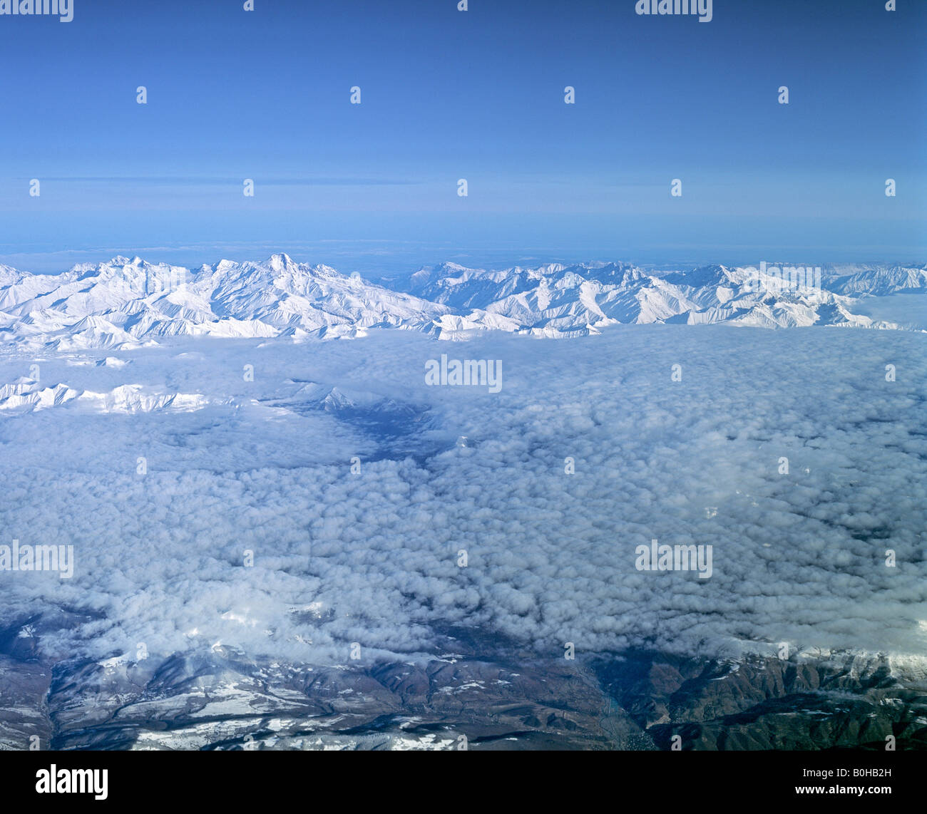 Lesser Caucasus, aerial view from a height of 10 000 m, Azerbaijan ...