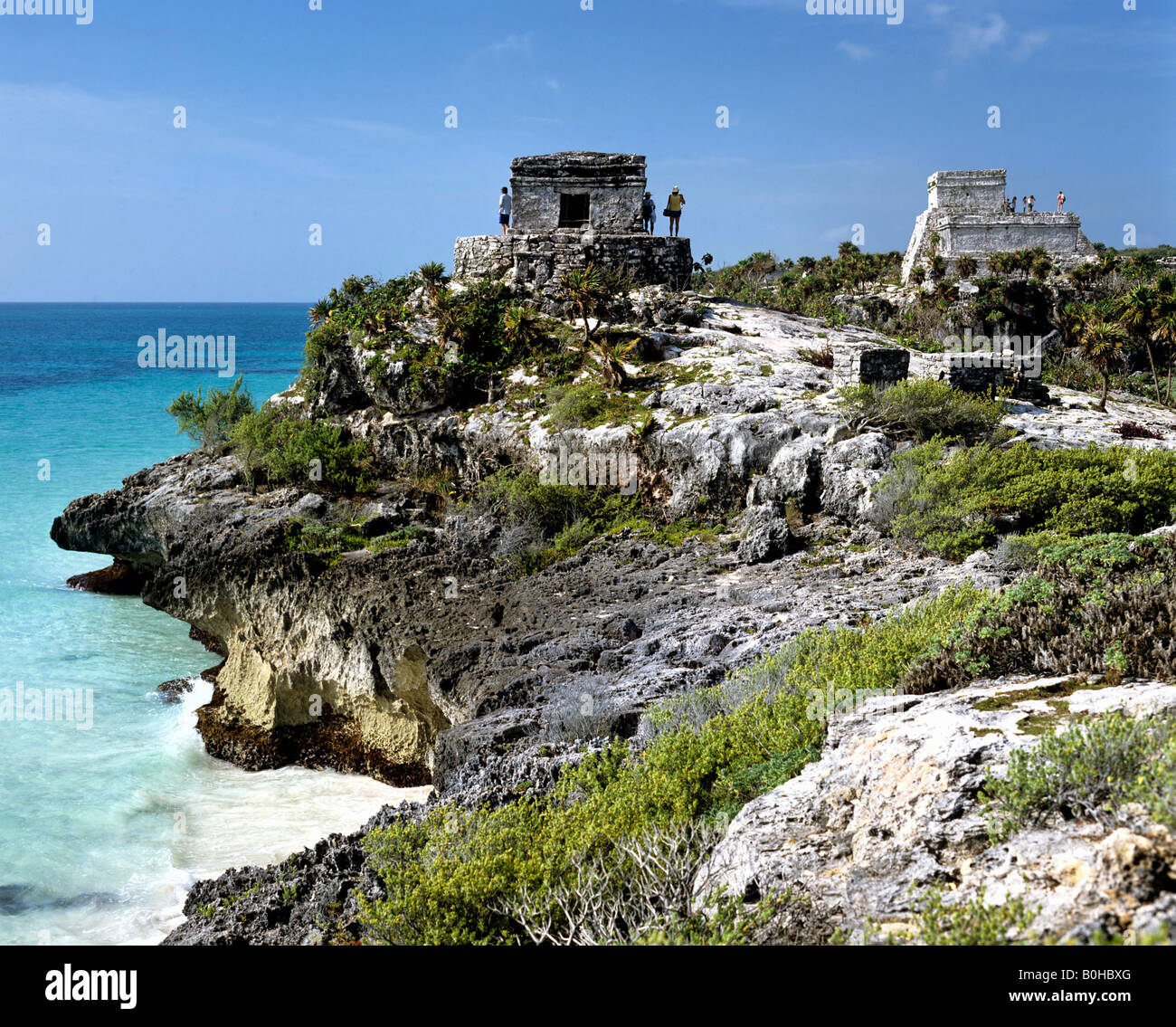 Tulúm, pre-Columbian Maya or Mayan city, ruins at the Maya River ...