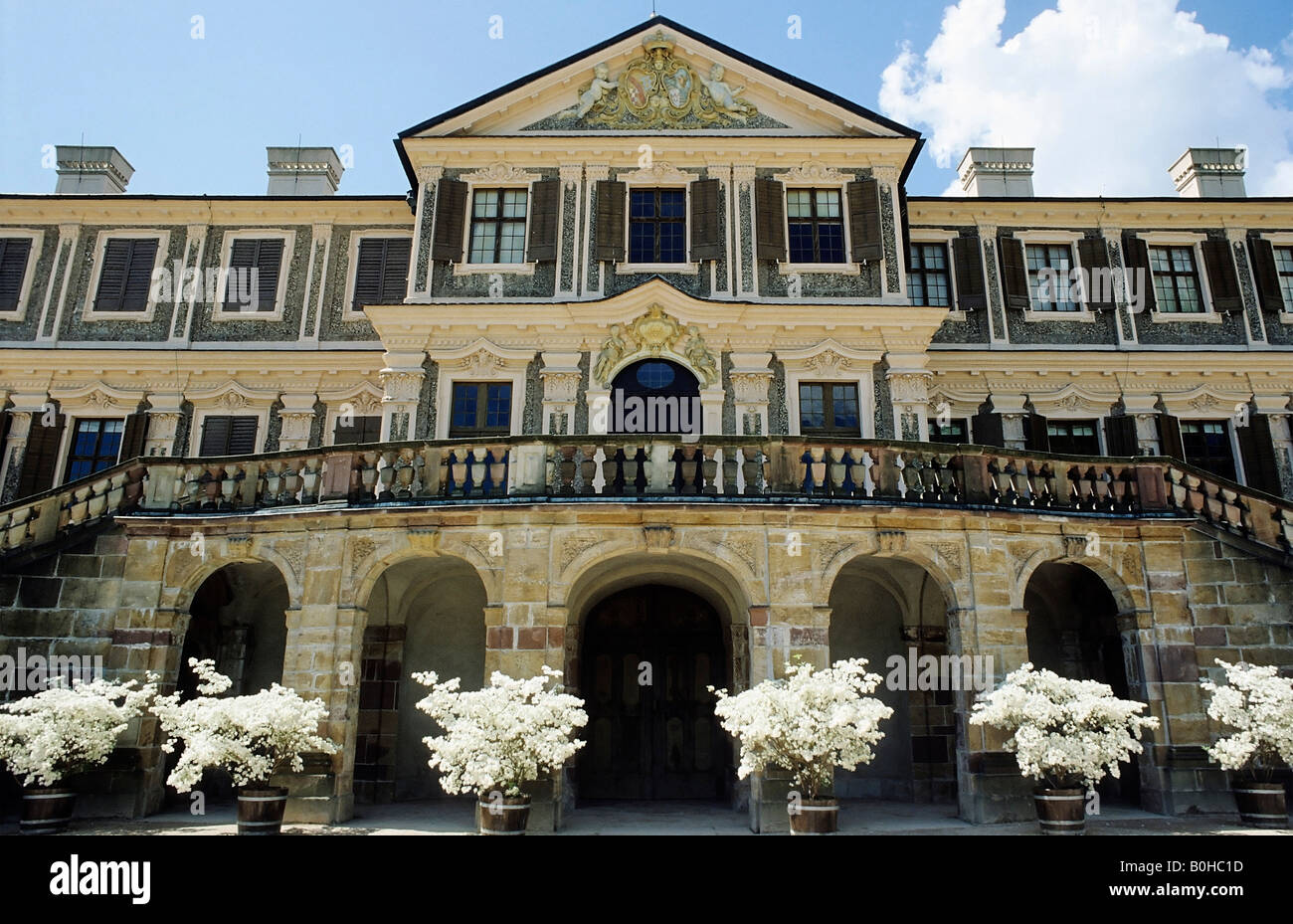 Rear view of Schloss Favorite, rococo style palace in Rastatt, Baden ...