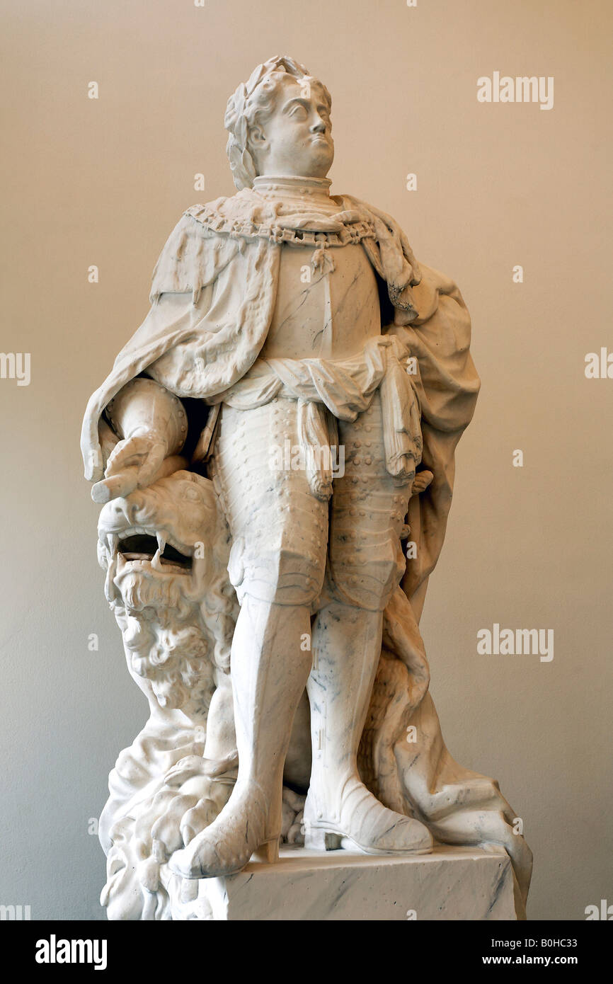 Marble statue of Johann Wilhelm von der Pfalz (Jan Wellem), Town Hall ...