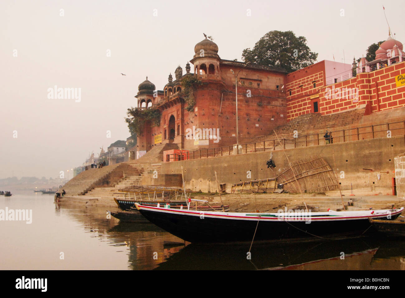 Ghats along bank of Ganges river, Varanasi - formerly Benares - , India ...