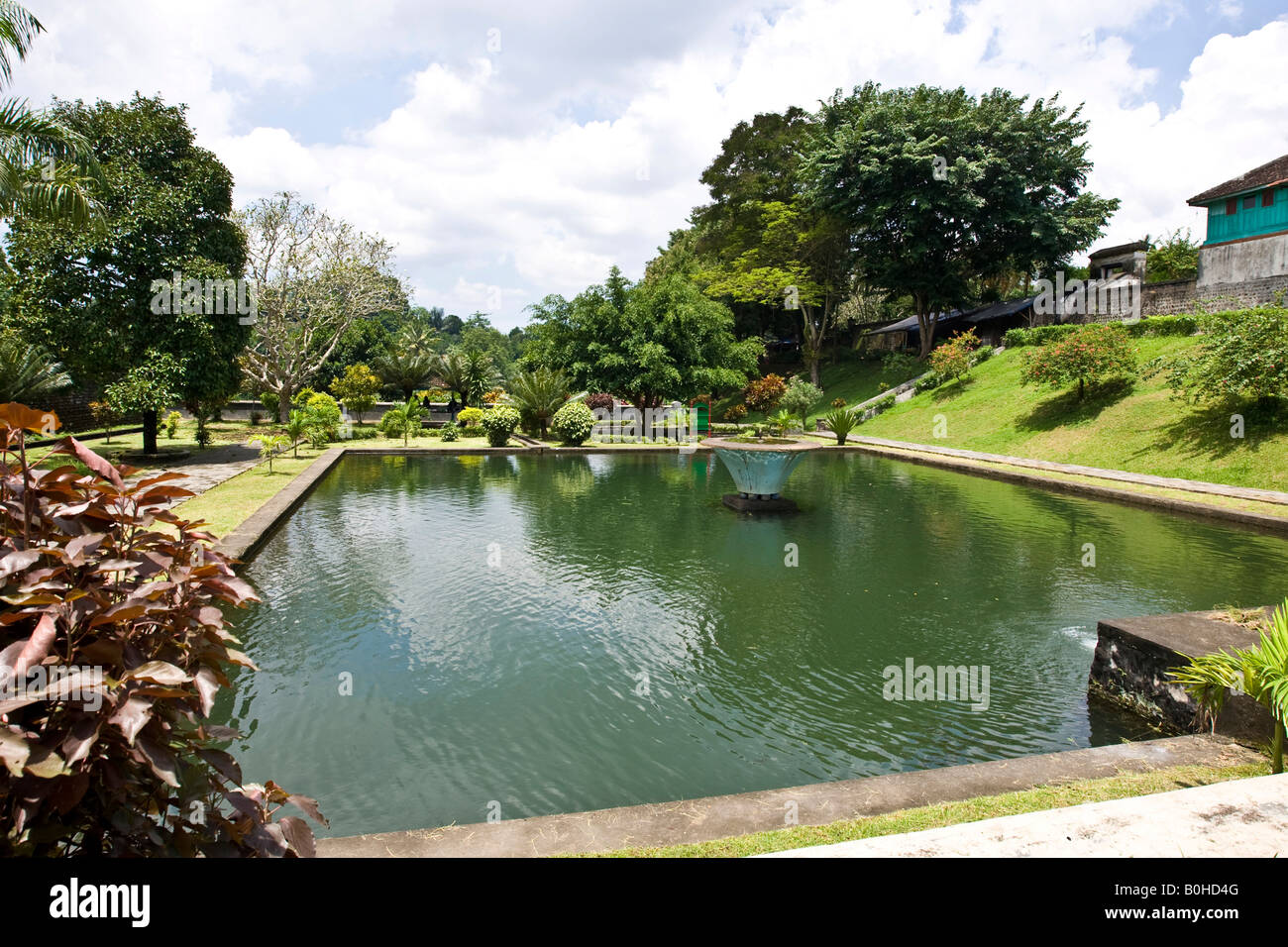 Pond, Large Hindu and Muslim temple, Taman Narmada, Lombok Island ...