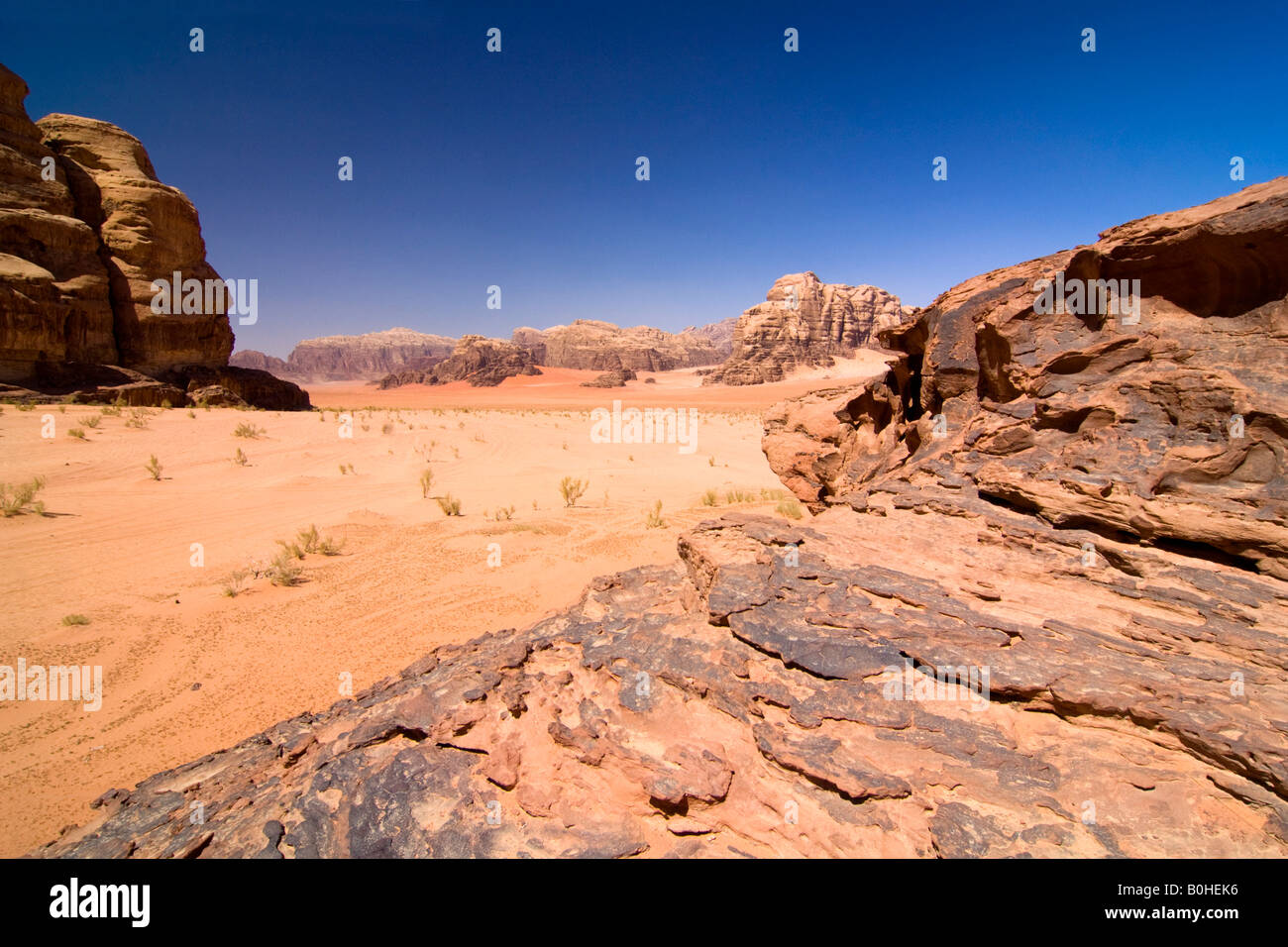 Rock formations in the desert, Wadi Rum, Jordan, Middle East Stock ...