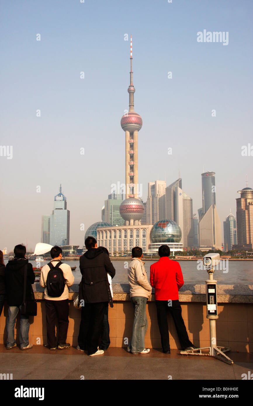 Spectacular skyline of new buildings in Pudong, Shanghai's financial ...