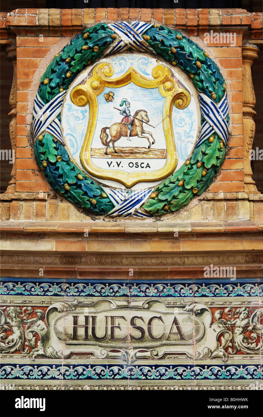 Coat of arms of Huesca at the Palacio de Espana, Seville, Andalusia ...