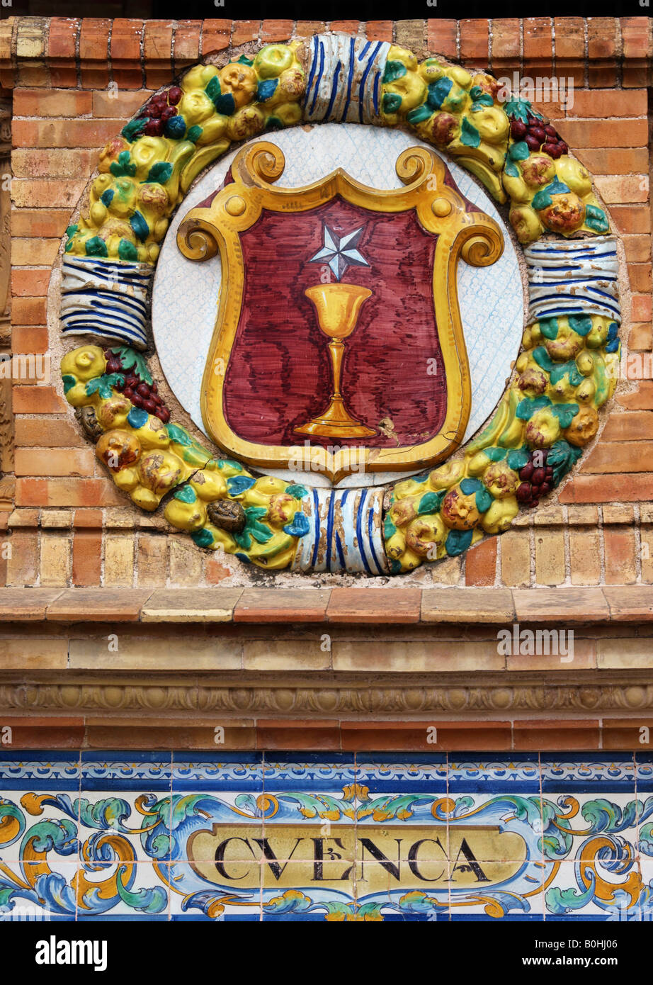 Coat of arms of Cuenca at the Palacio de Espana, Seville, Andalusia ...