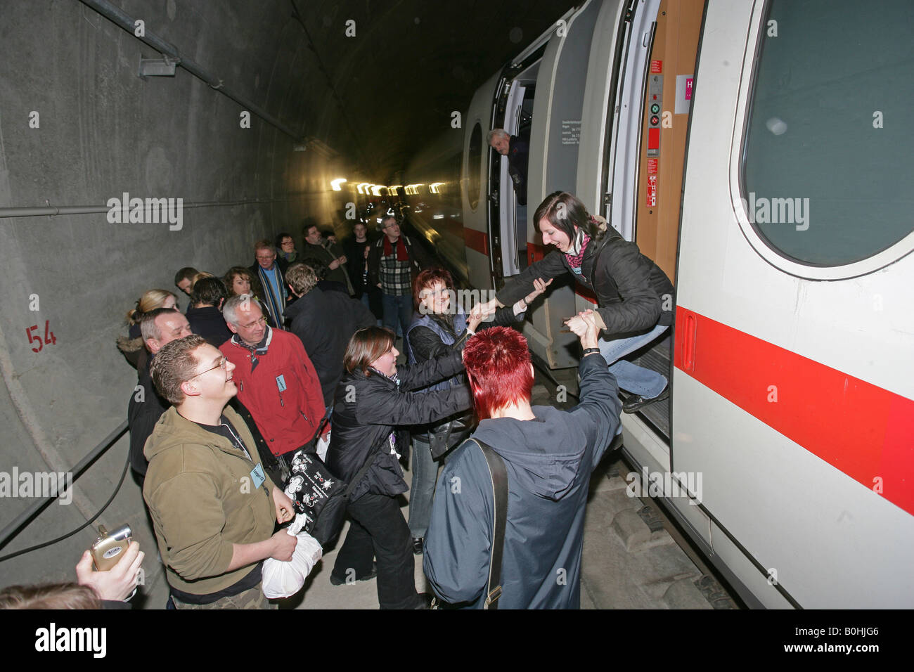 Rescue drill conducted in an ICE high-speed or bullet train tunnel ...