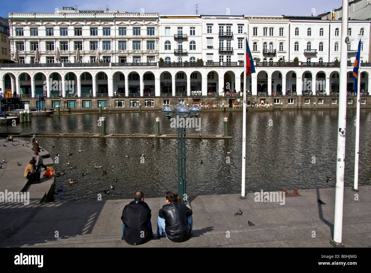 Alster River and Alsterarkaden arcades in Hamburg, Germany Stock Photo ...