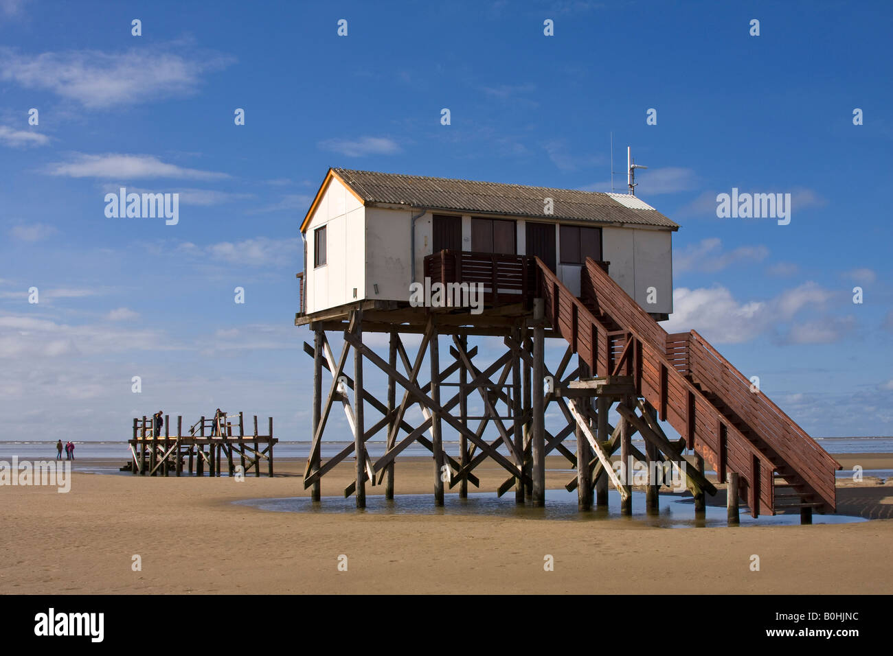 Building on stilts on the beach at the seaside resort of St. Peter ...
