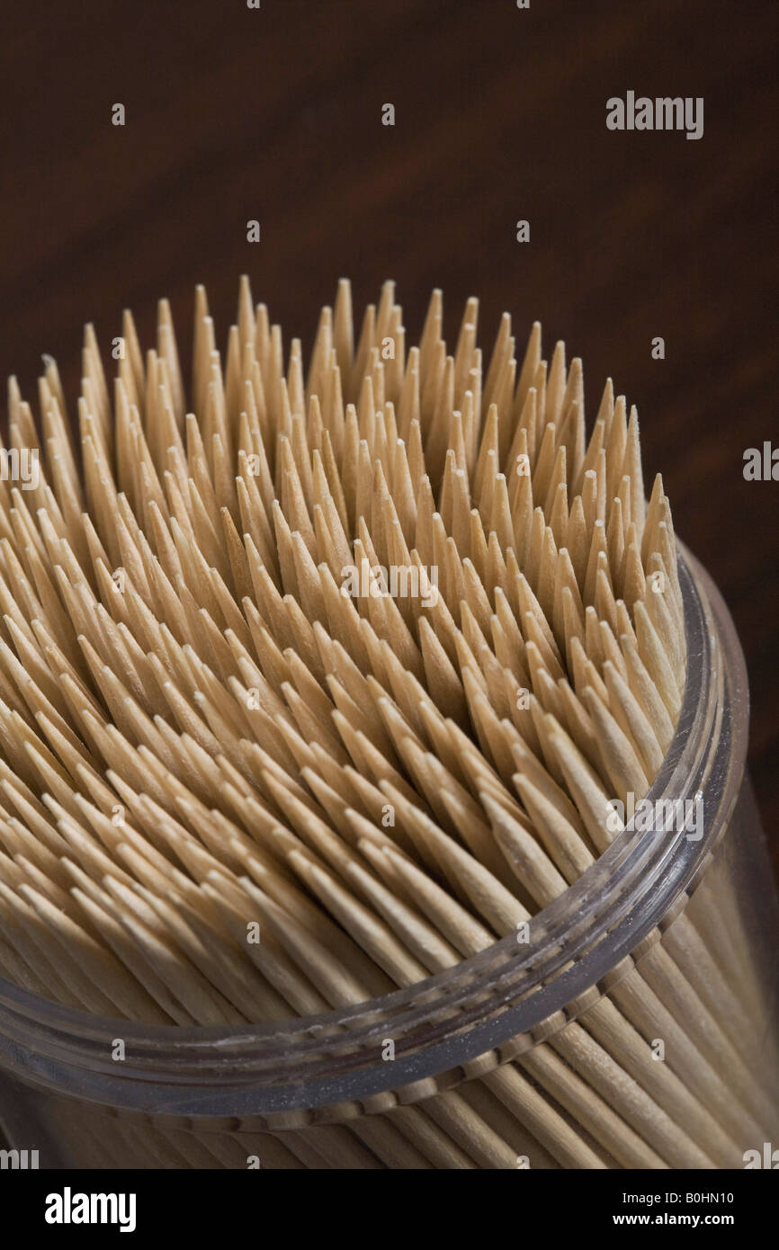 Toothpicks in a clear plastic holder Stock Photo - Alamy