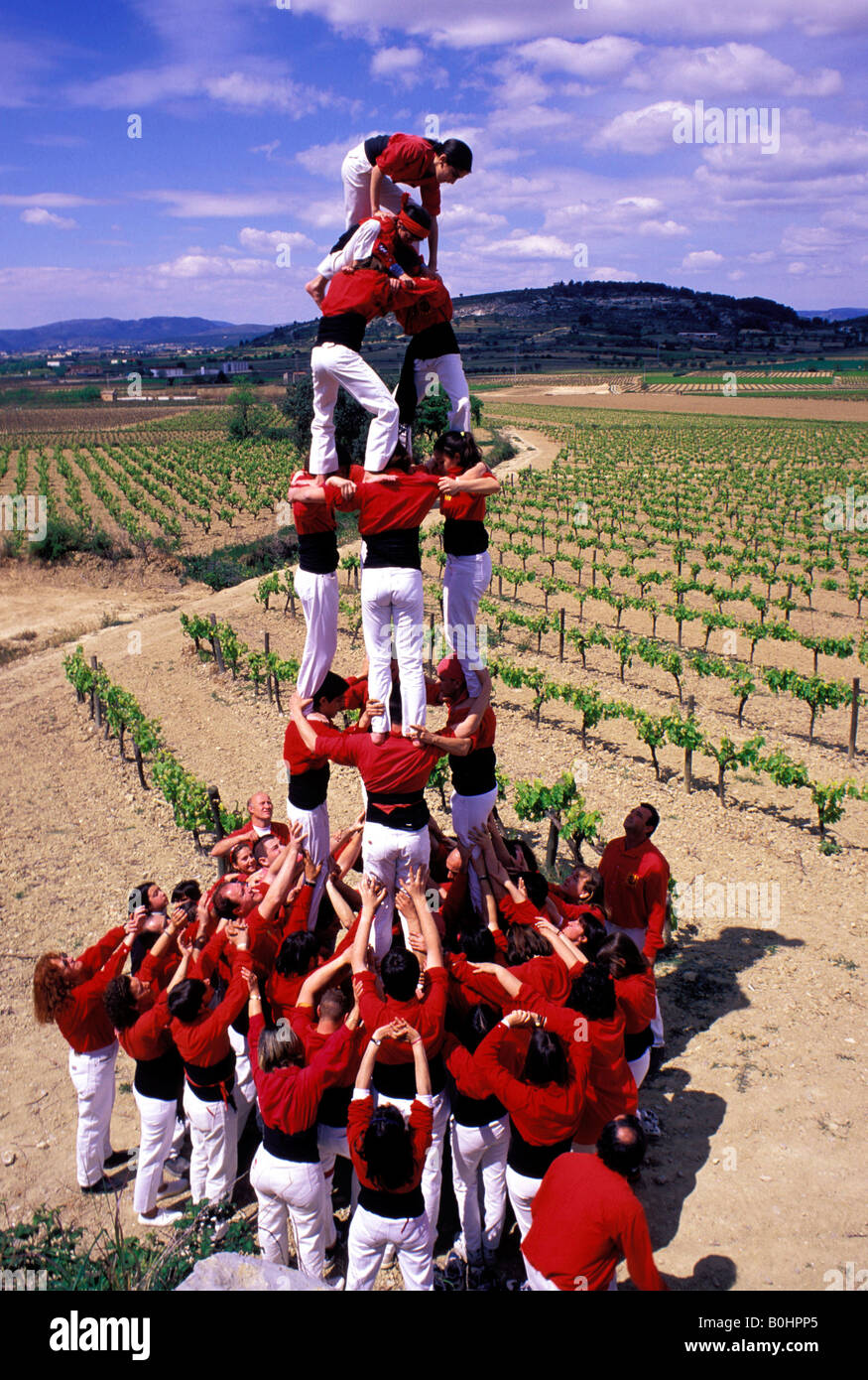 A human pyramid at a Spanish festival, Catalonia, Spain Stock Photo - Alamy