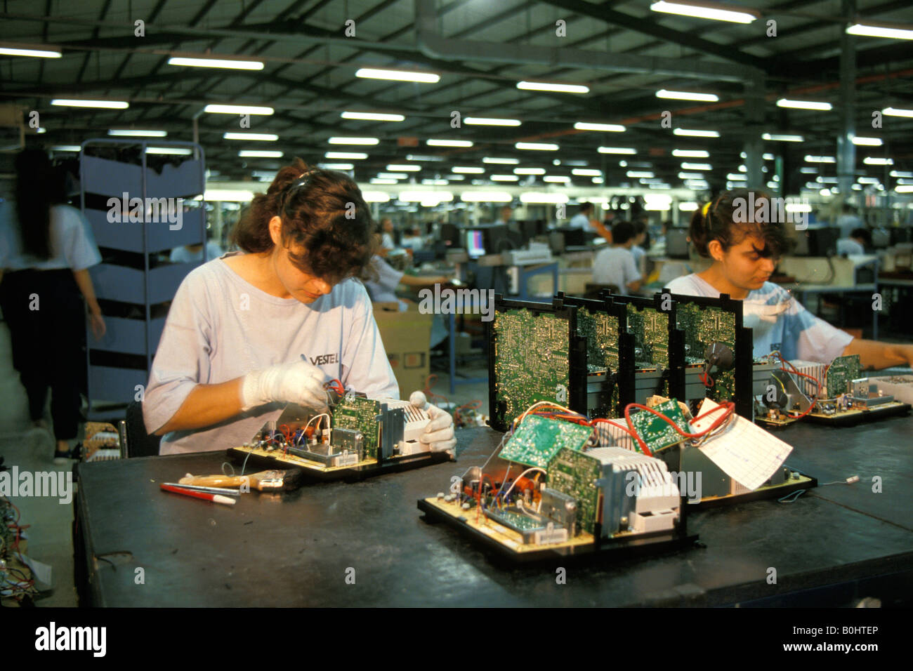 Women working in the Vestel television factory, Ismir, Turkey Stock ...